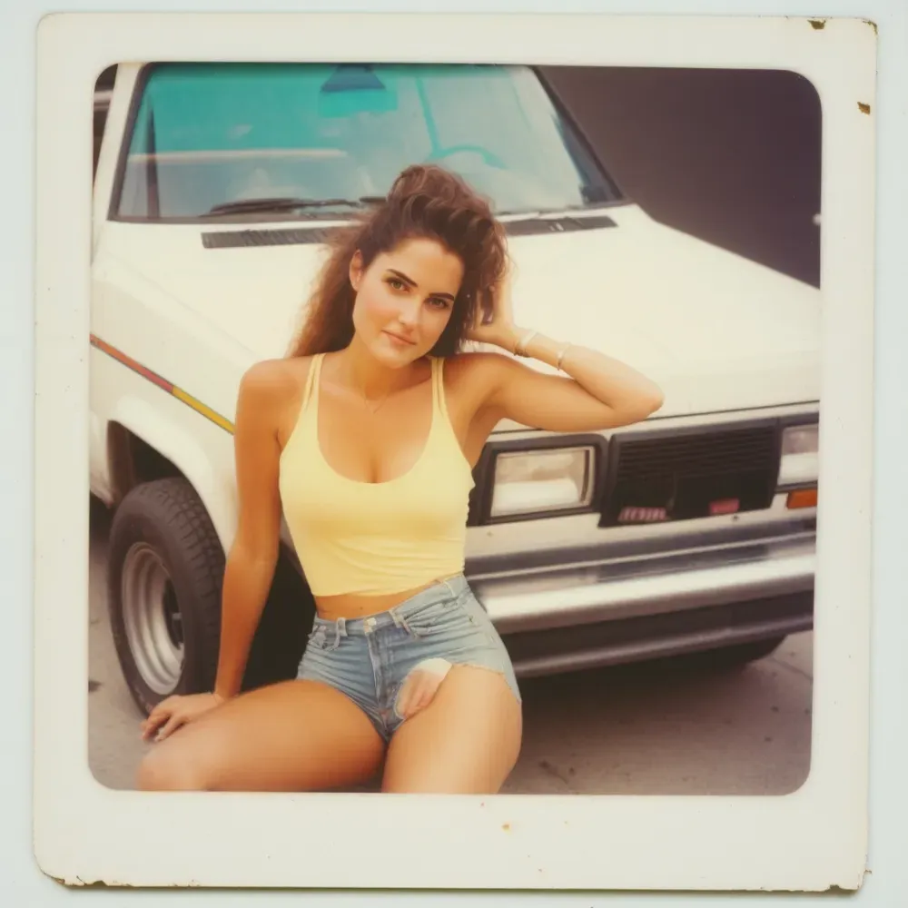 80 Polaroid Style With Beautiful Women Midjourney Prompt Promptbase