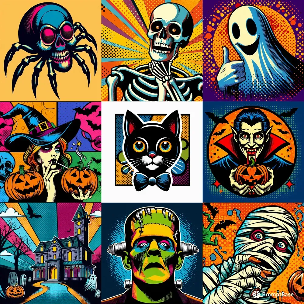 Spooky Halloween Pop Art Designs DALL·E Prompt | PromptBase