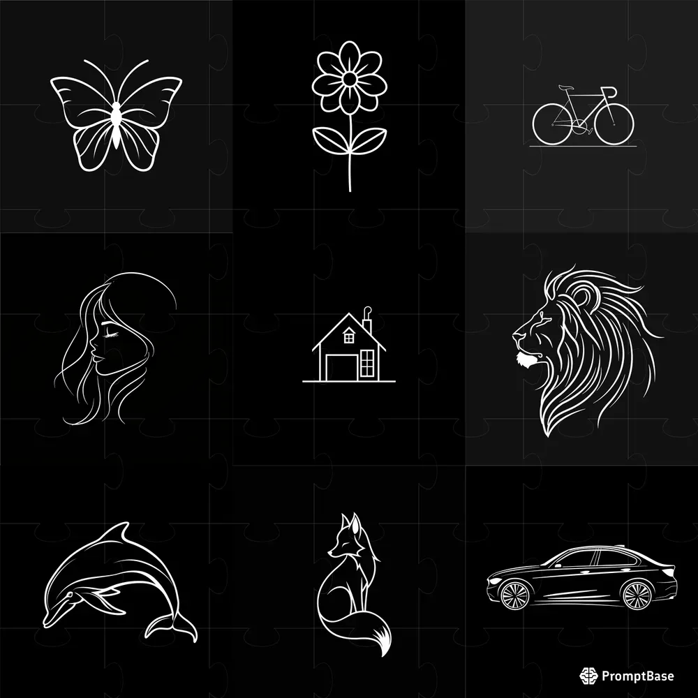 Simple Line Art Vector Logos Midjourney Prompt | PromptBase