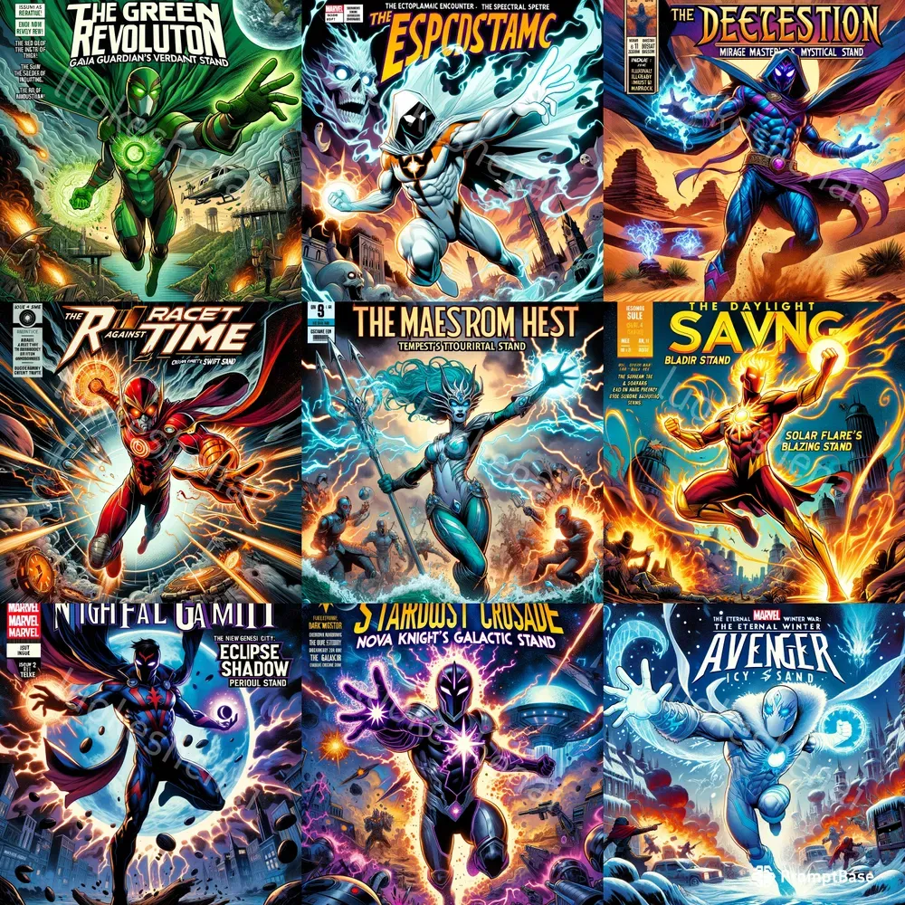 Color Vibrant Heroes Comic Book Covers DALL·E Prompt | PromptBase