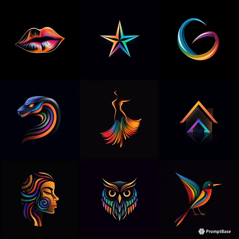 Vivid Stylish Logos Midjourney Prompt | PromptBase