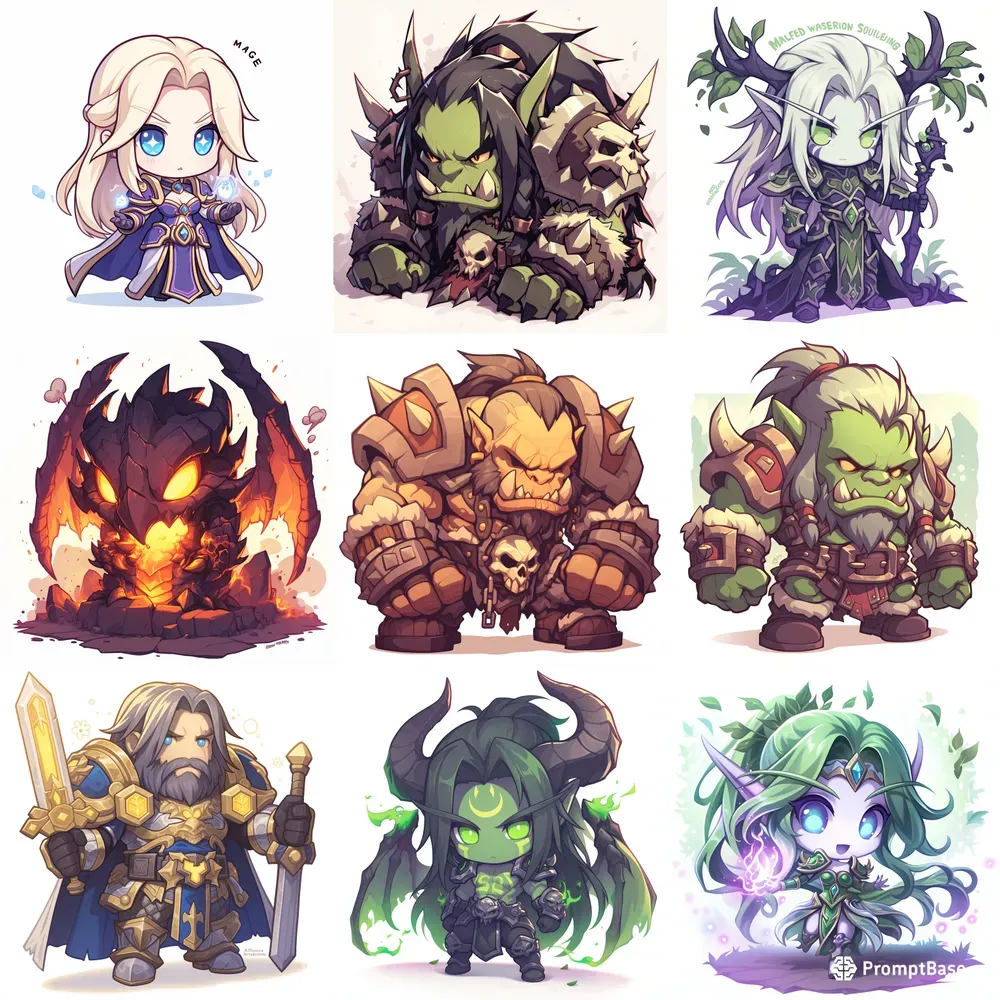 Chibi Kawai Cute Warcraft Characters Midjourney Prompt | PromptBase