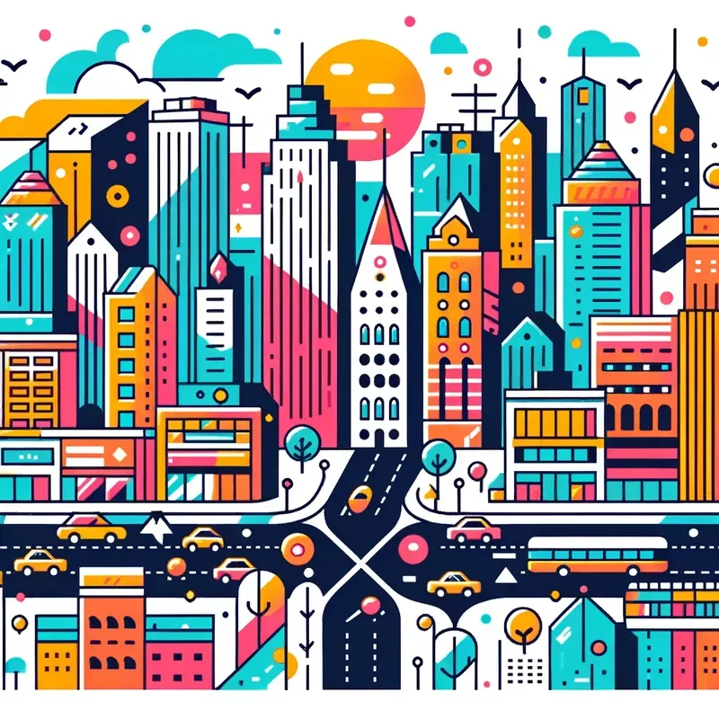 Vibrant Flat Scene Designs DALL·E Prompt | PromptBase