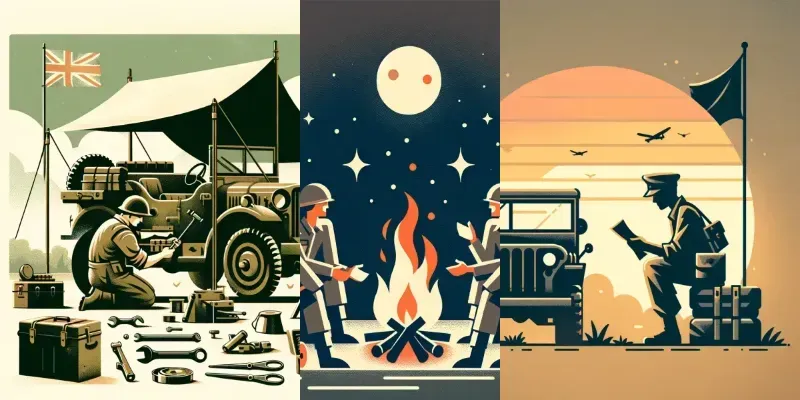 Retro Military Vignettes DALL·E Prompt | PromptBase