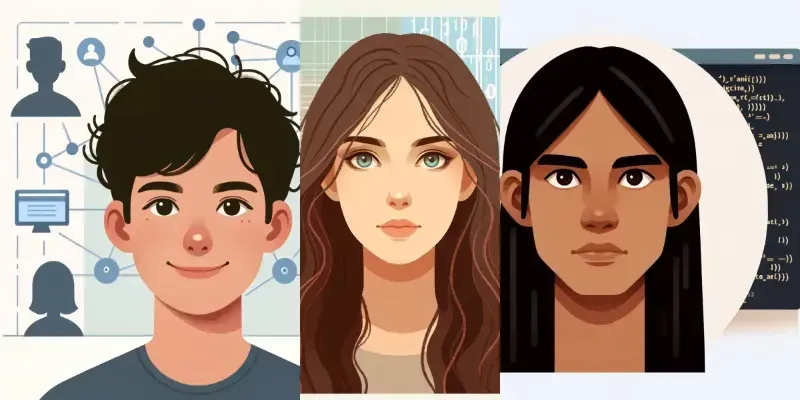 Flat Design Tech Portraits DALL·E Prompt | PromptBase