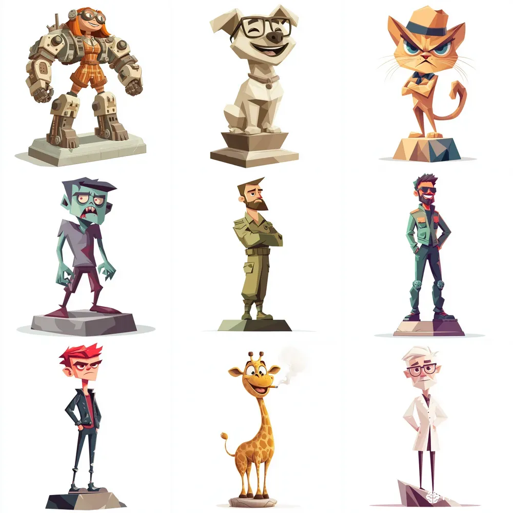 Cartoon Clip Art Character Designs Midjourney Prompt | PromptBase