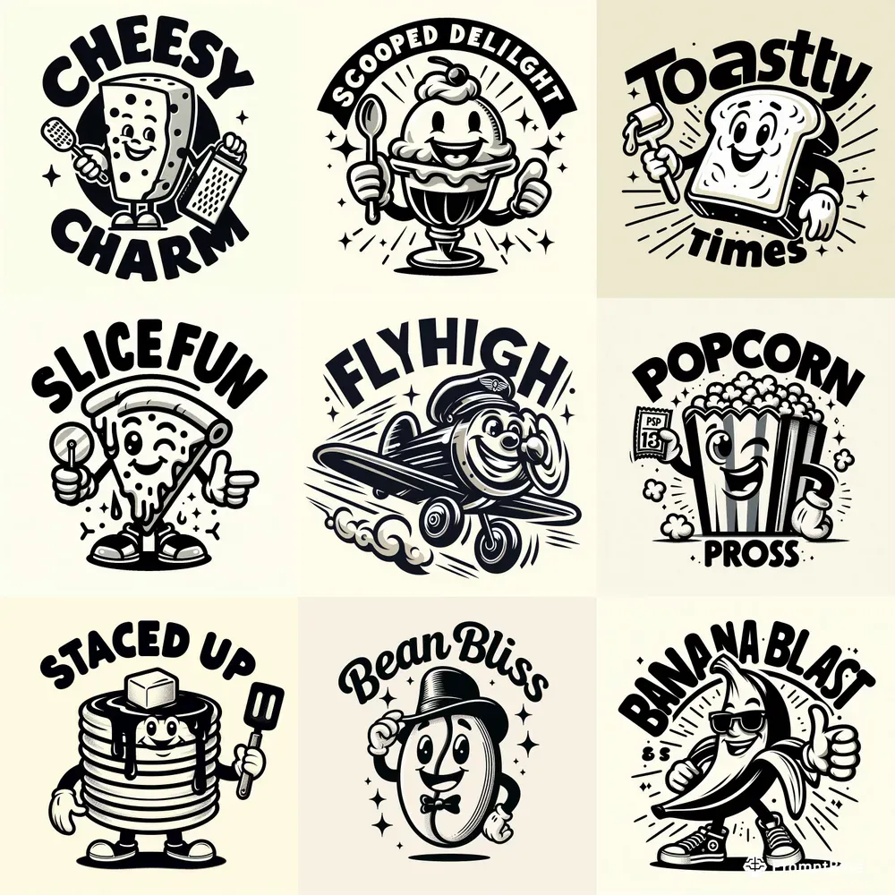 Retro Typography Mascot Logos DALL·E Prompt | PromptBase