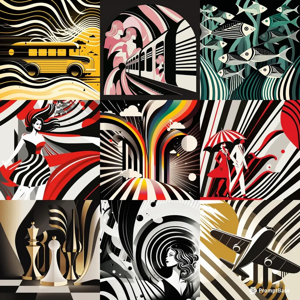 Colorful Bold Line Art Midjourney Prompt | PromptBase
