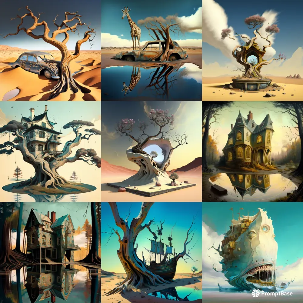 Salvador Dali Surrealist Dreamscapes Midjourney Prompt | PromptBase