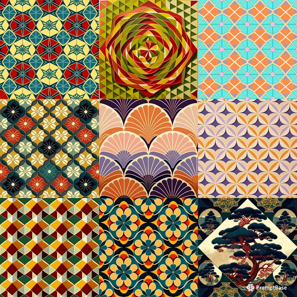 Modern Japanese Geometric Patterns Midjourney Prompt | PromptBase