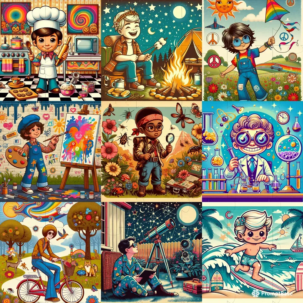 Retro 70s Childrens Illustrations DALL·E Prompt | PromptBase