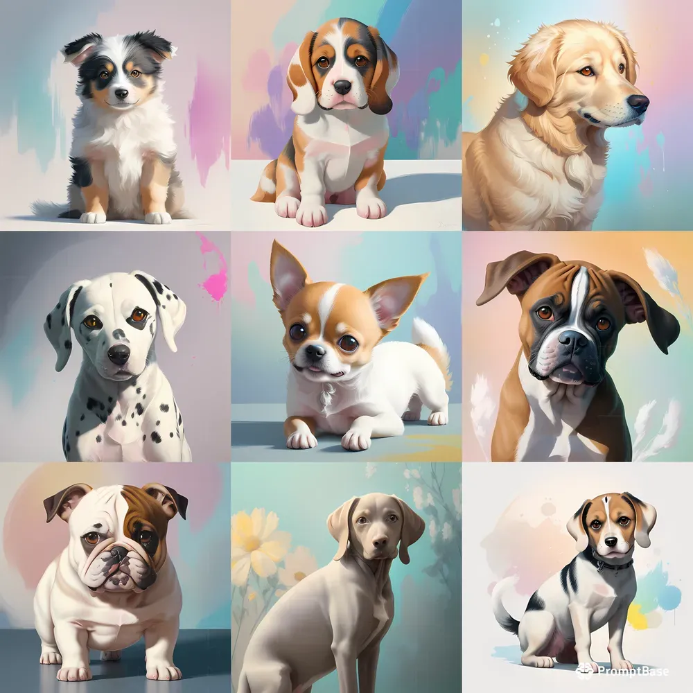 Dog Pastel Portraits Artistic Breeds Stable Diffusion Prompt | PromptBase