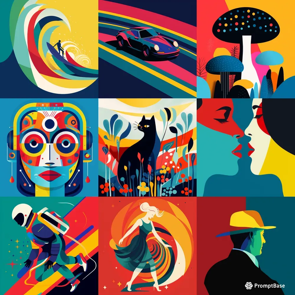 Bold Modern Illustrations Midjourney Prompt | PromptBase