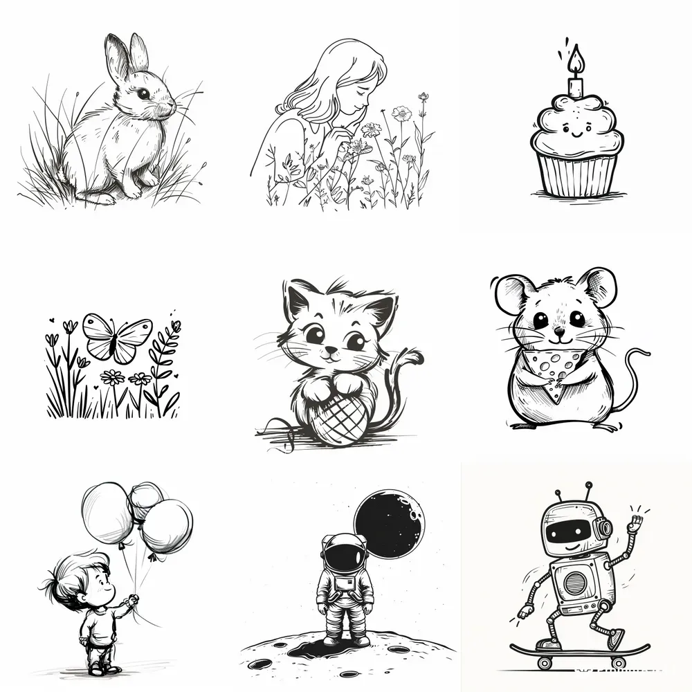 Whimsy Cute Hand Drawn Doodles Midjourney Prompt | PromptBase