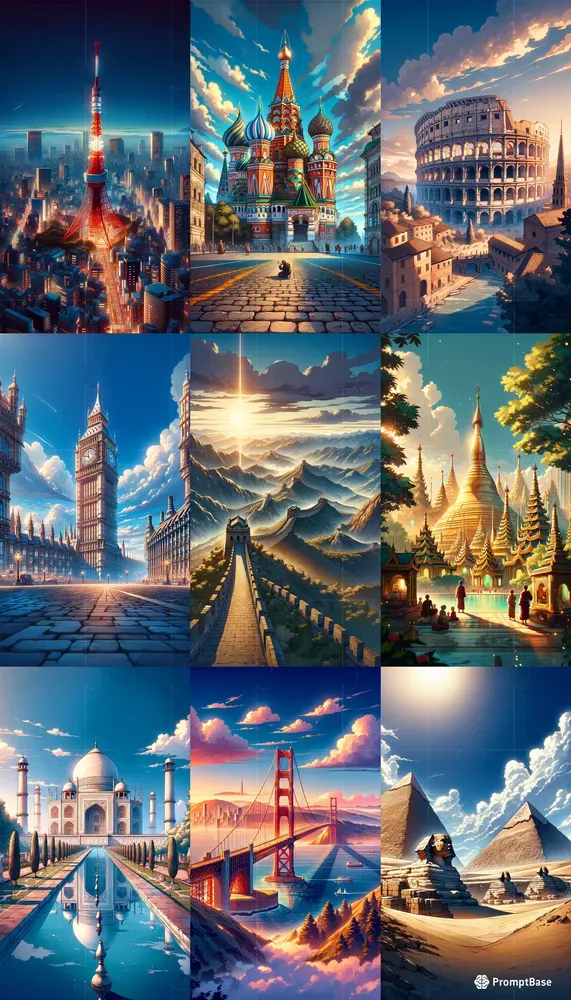 Anime Iconic Landmark Phone Wallpapers DALL·E Prompt | PromptBase