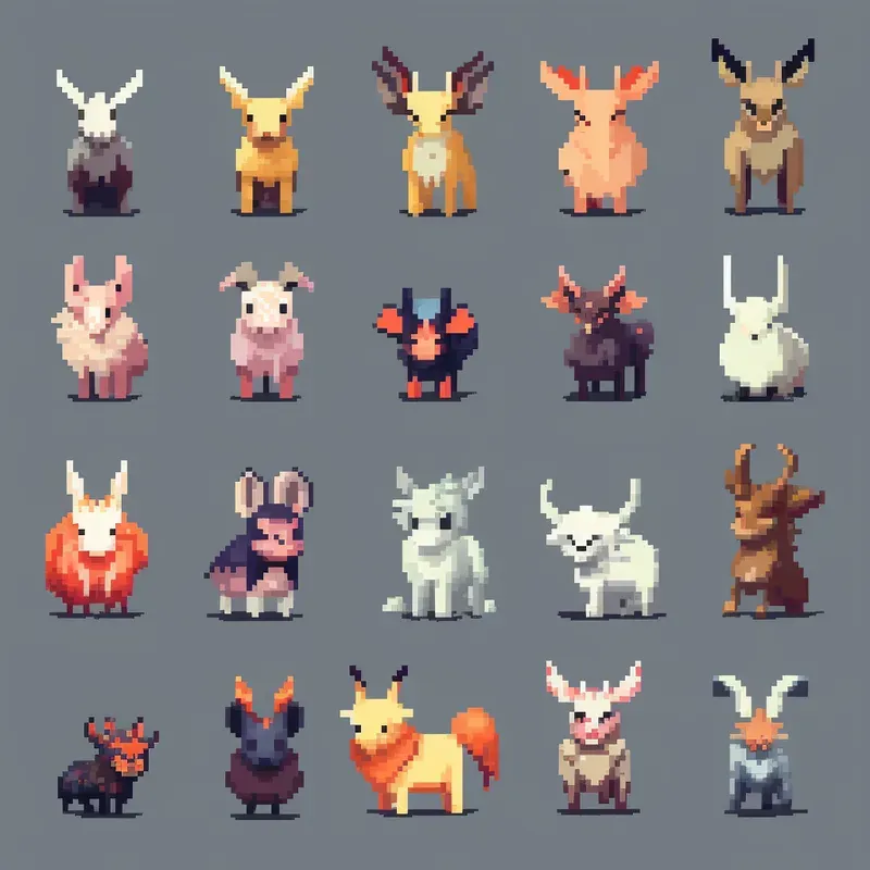 Game Pixel Fantasy Creature Designs Midjourney Prompt | PromptBase