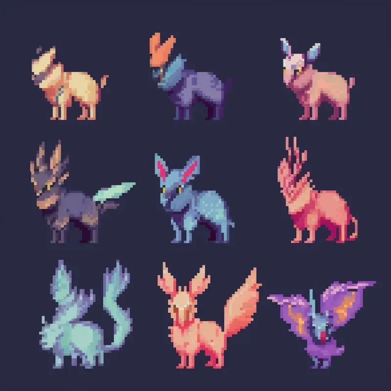 Game Pixel Fantasy Creature Designs Midjourney Prompt | PromptBase