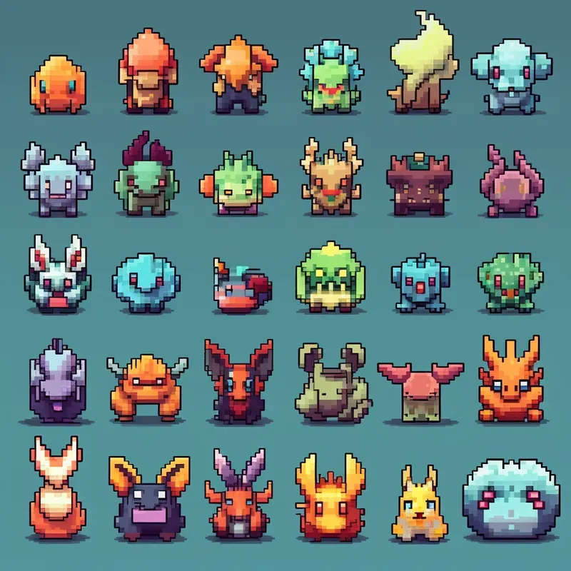 Game Pixel Fantasy Creature Designs Midjourney Prompt | PromptBase