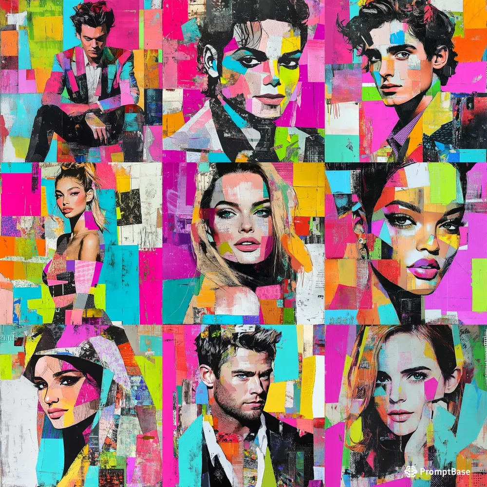 People In Cubist Collage Art Midjourney Prompt | PromptBase