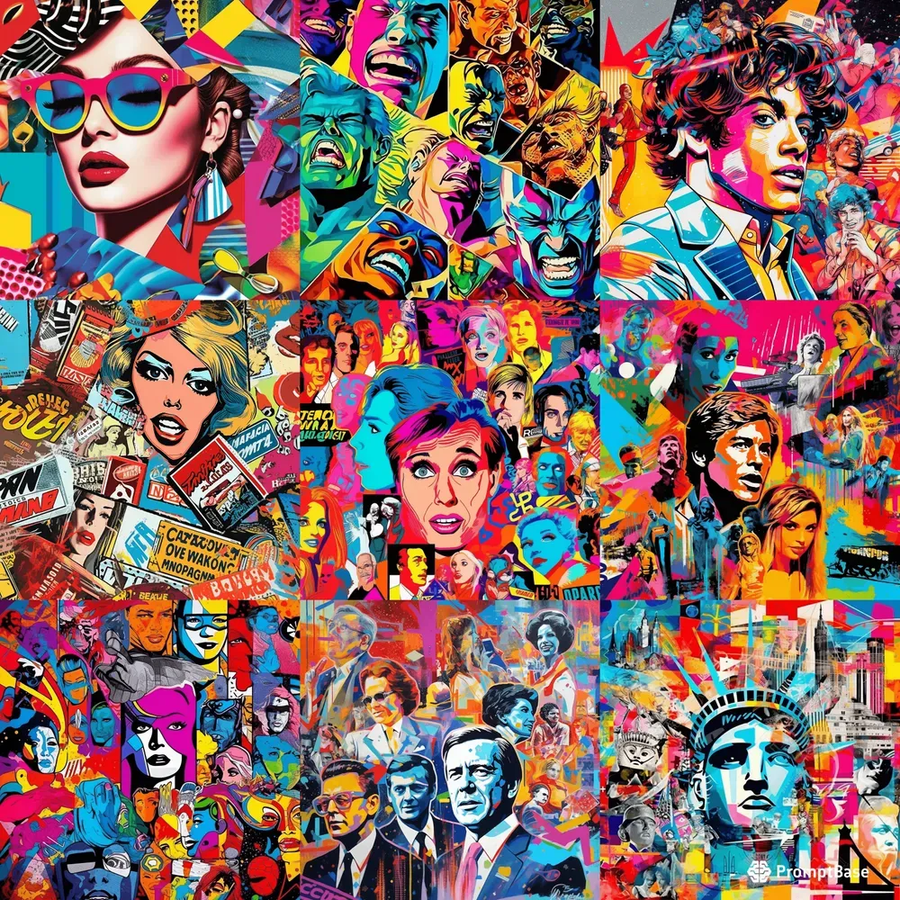 Pop Culture Heritage Collages Midjourney Prompt | PromptBase