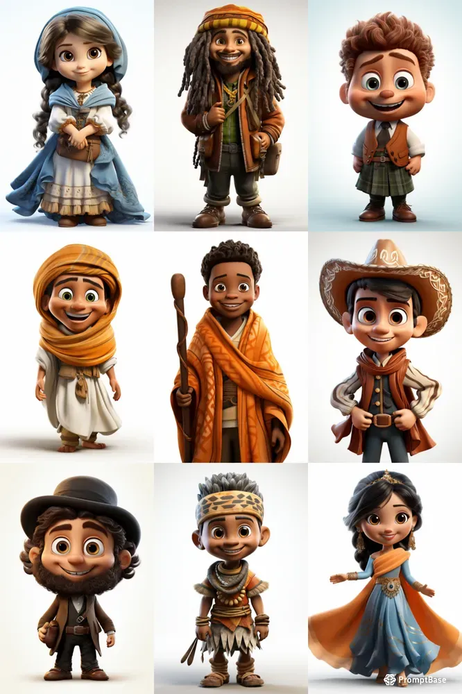 Folklore Pixar Characters Midjourney Prompt | PromptBase