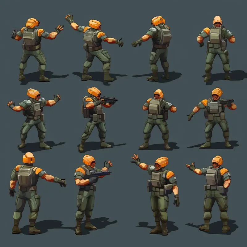 Character Design Sprite Sheets Midjourney Prompt | PromptBase