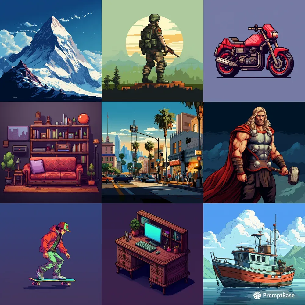 32 Bit Pixel Art One Clicks Away Midjourney Prompt | PromptBase