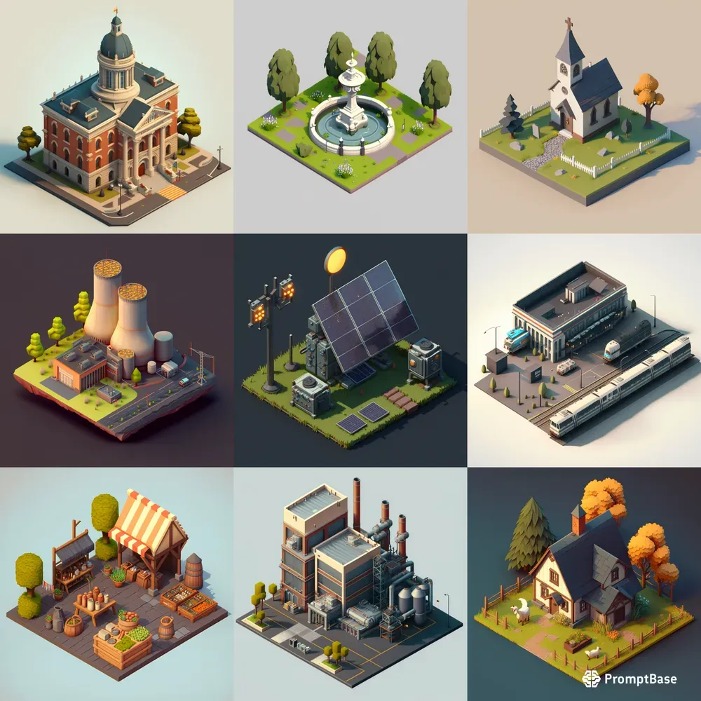Isometric Tile Environment Game Assets Midjourney Prompt | PromptBase