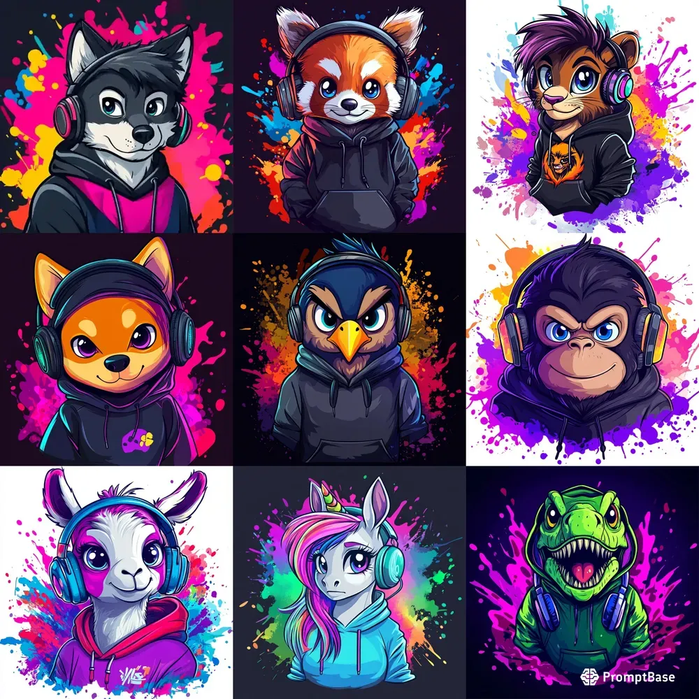 Trendy Animal Gamer Avatars Midjourney Prompt | PromptBase