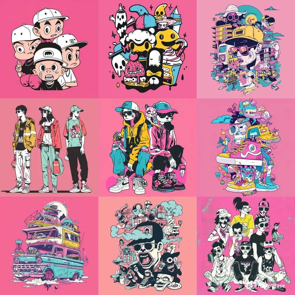 Tshirt Art Retro Redux Street Chics Midjourney Prompt | PromptBase