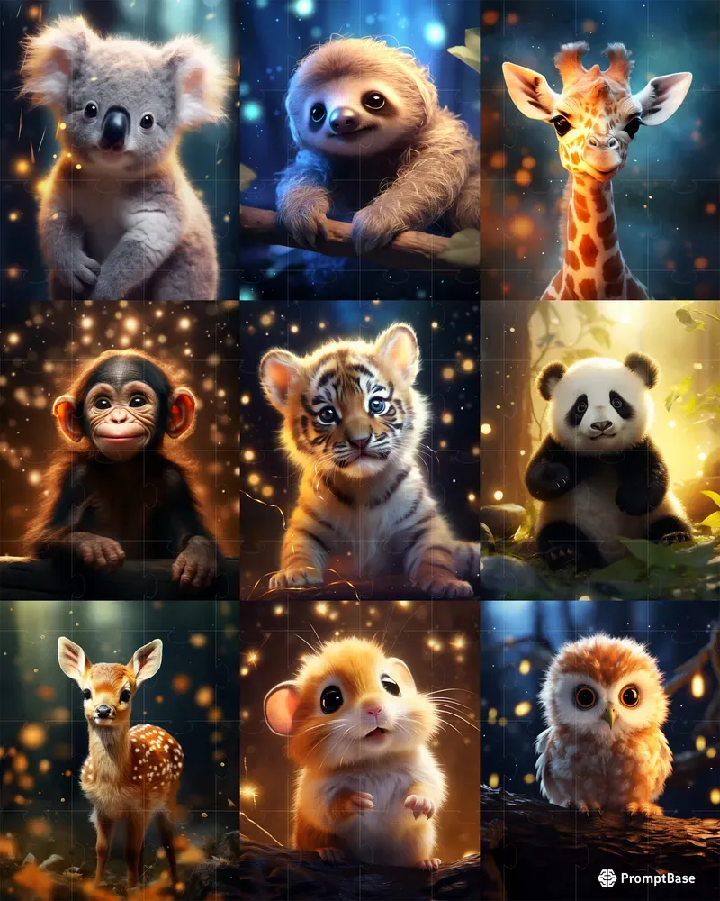 Cute Dreamy Animal Portrait Wallpapers Midjourney Prompt | PromptBase