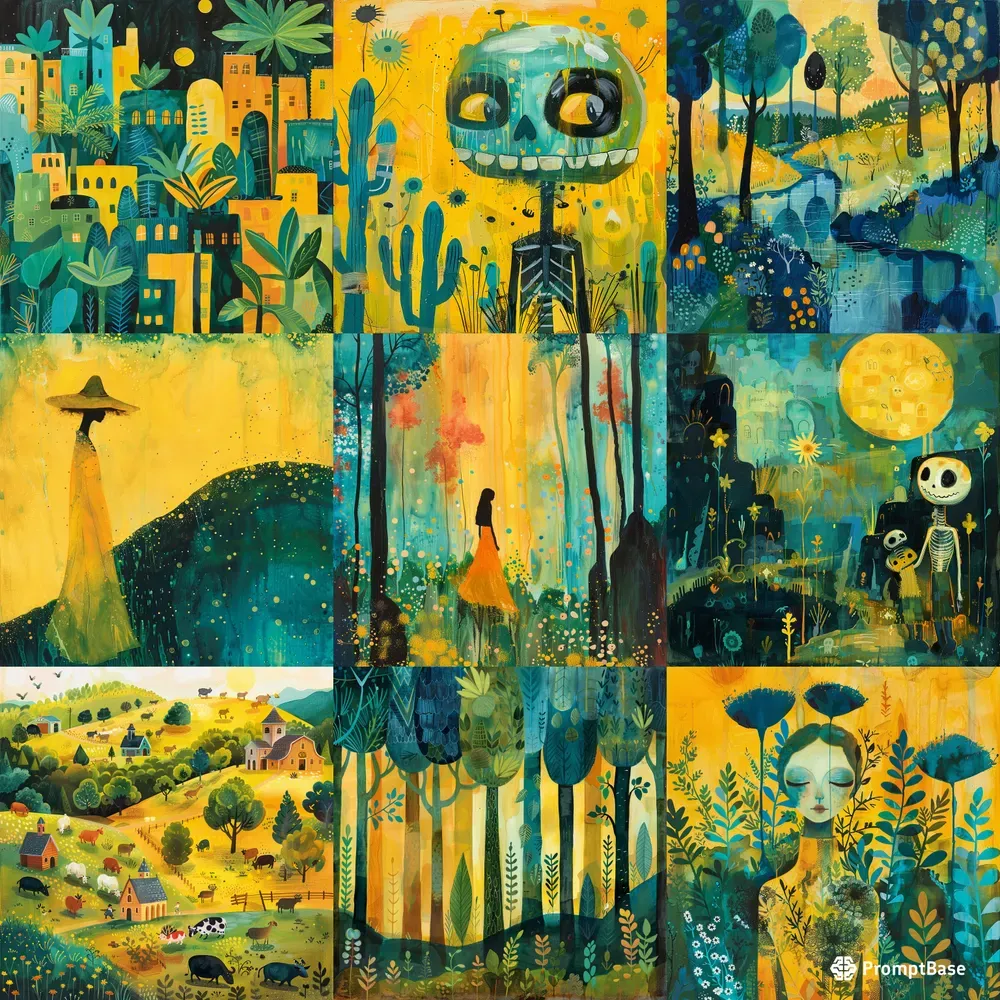 Barnett Klassen Vibrant Acrylic Adventures Midjourney Prompt | PromptBase