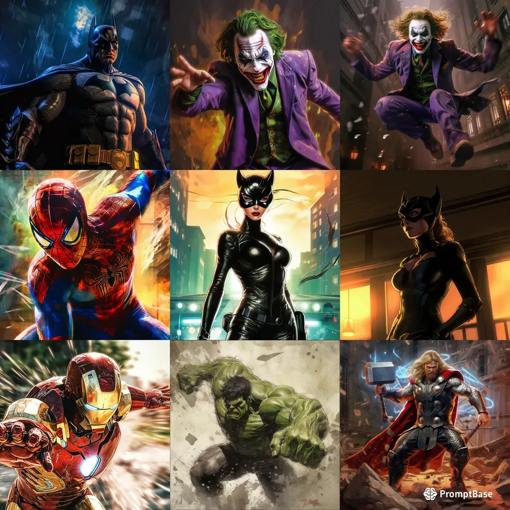 Marvel And Dc Superheroes Posters Midjourney Prompt | PromptBase