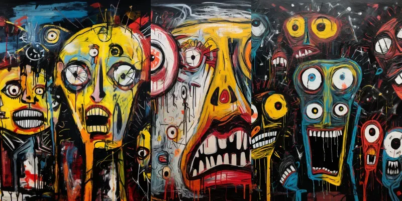 Neo Expressionism Scary Faces Midjourney Prompt | PromptBase