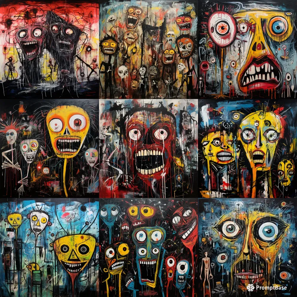 Neo Expressionism Scary Faces Midjourney Prompt | PromptBase