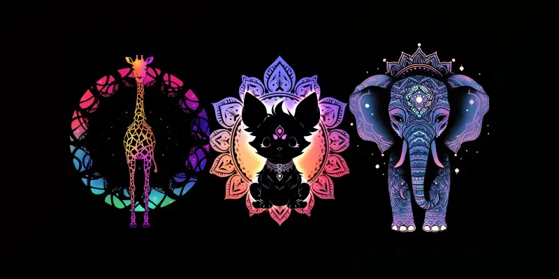 Pop Chibi Animal Mandalas Midjourney Prompt | PromptBase