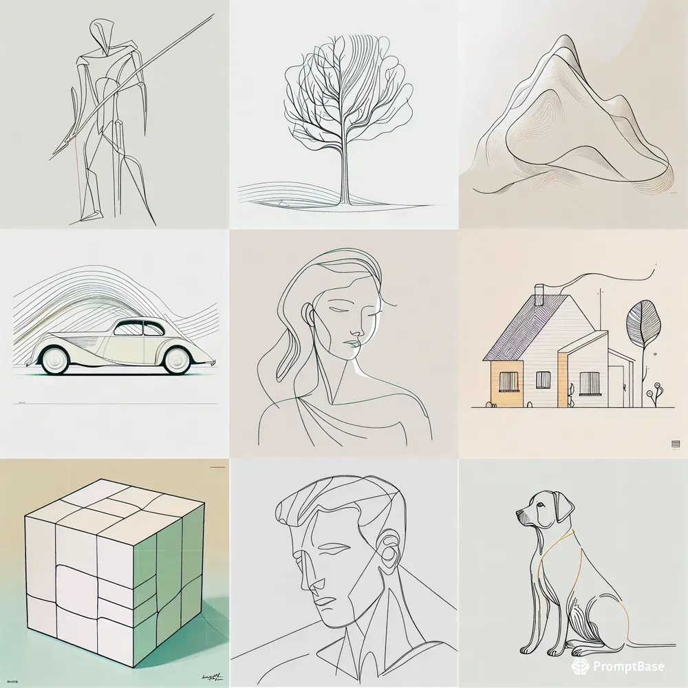 Graphic Line Art Sketches Midjourney Prompt | PromptBase