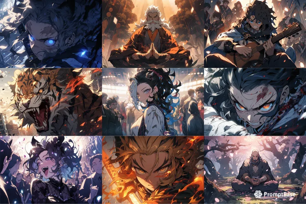 Demon Slayer Anime Screen Style Art Midjourney Prompt | PromptBase