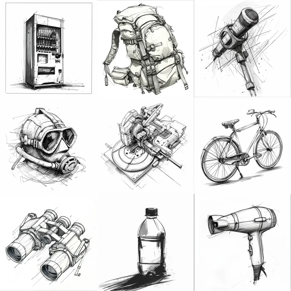 Product Design Rough Idea Sketches V6 Midjourney Prompt | PromptBase