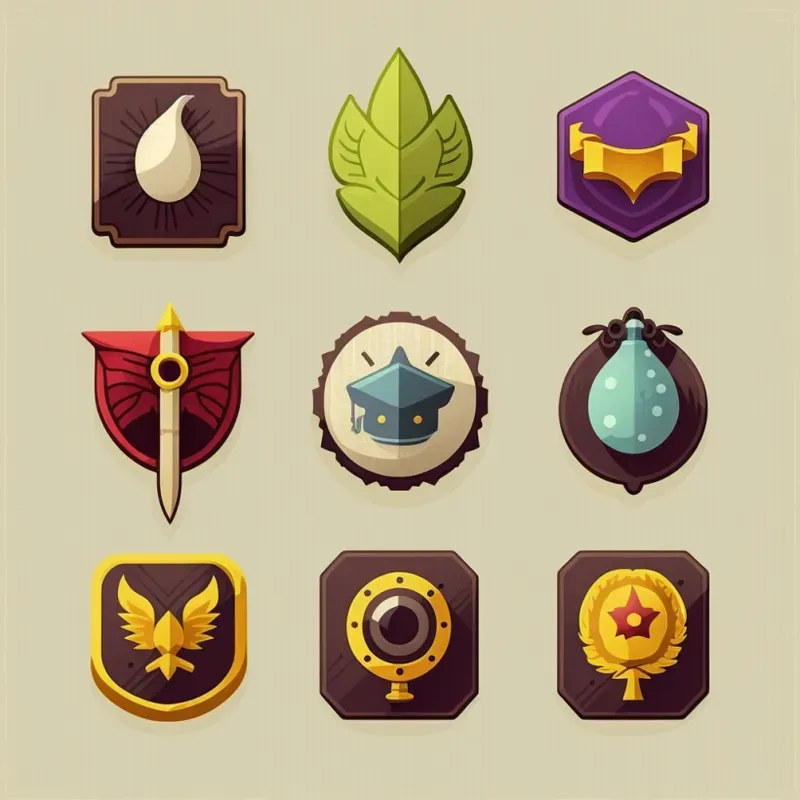 Beautiful Game Achievement Badge Sets Midjourney Prompt | PromptBase