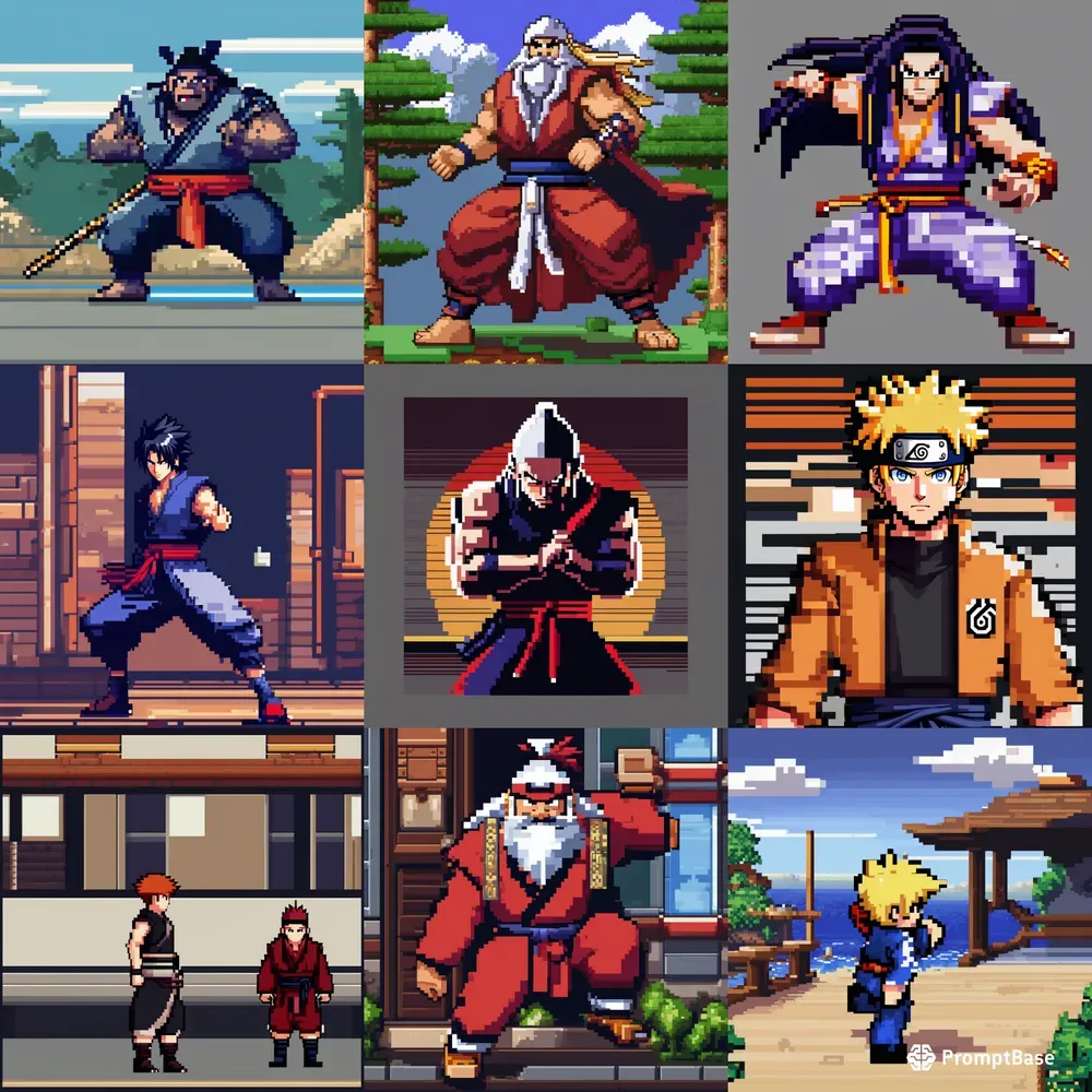 16 Bits Naruto Reimagining Characters Stable Diffusion Prompt | PromptBase