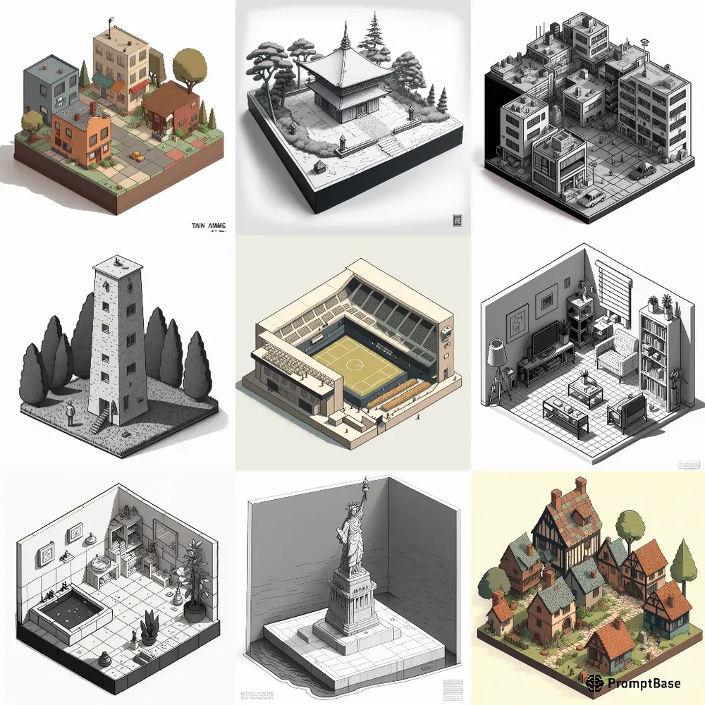 Isometric Line Art Midjourney Prompt | PromptBase