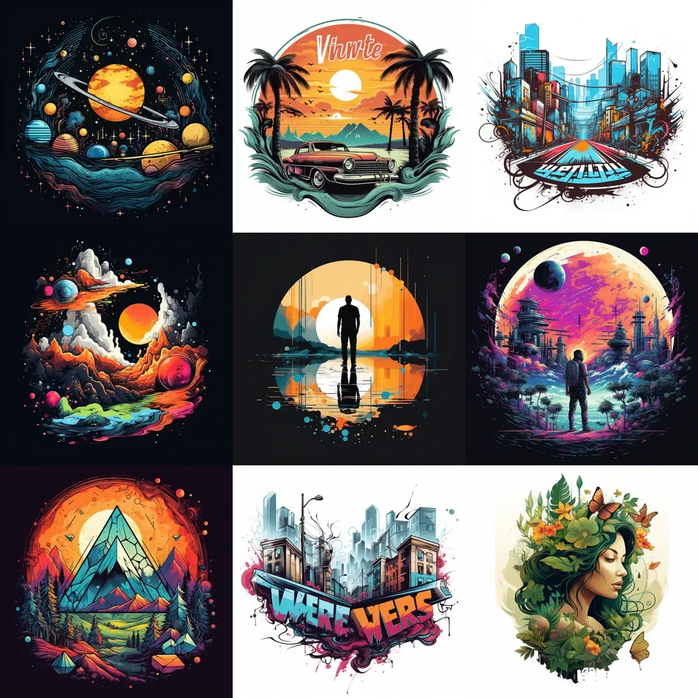 Vector Modern Tshirt Designs Midjourney Prompt | PromptBase