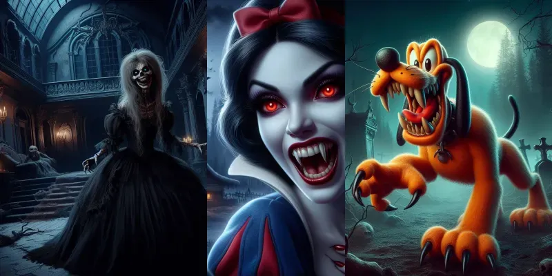 Creepy Disney Characters DALL·E Prompt | PromptBase