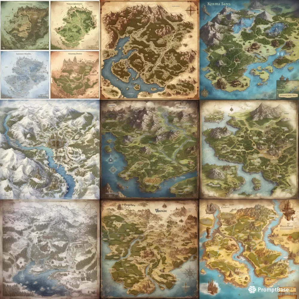 Fantasy Maps For RPG Games Midjourney Prompt | PromptBase