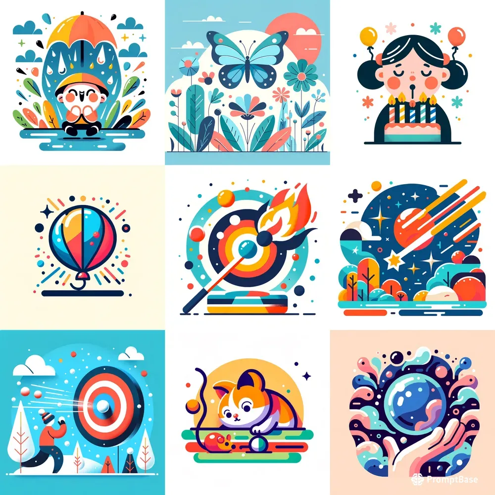Vibrant Vector Illustrations DALL·E Prompt | PromptBase