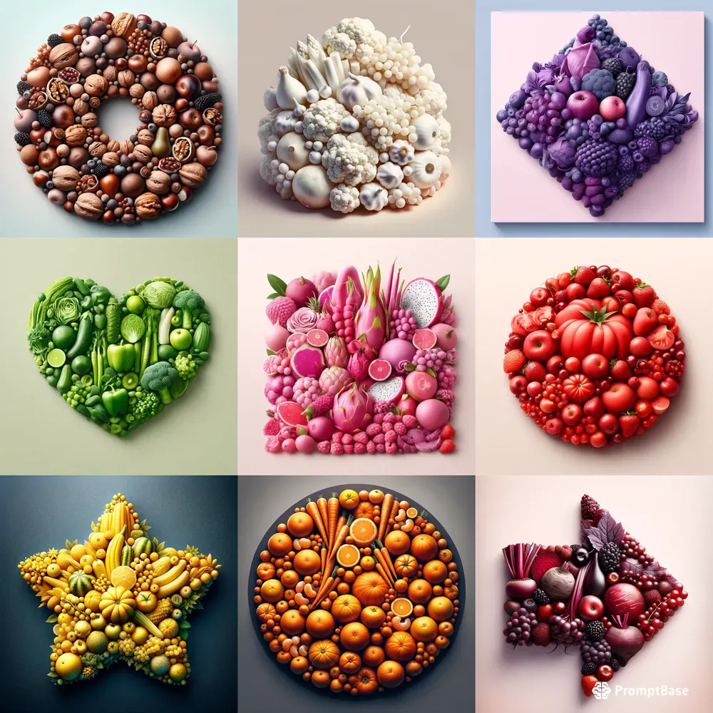Fruits And Vegetables Geometry DALL·E Prompt | PromptBase