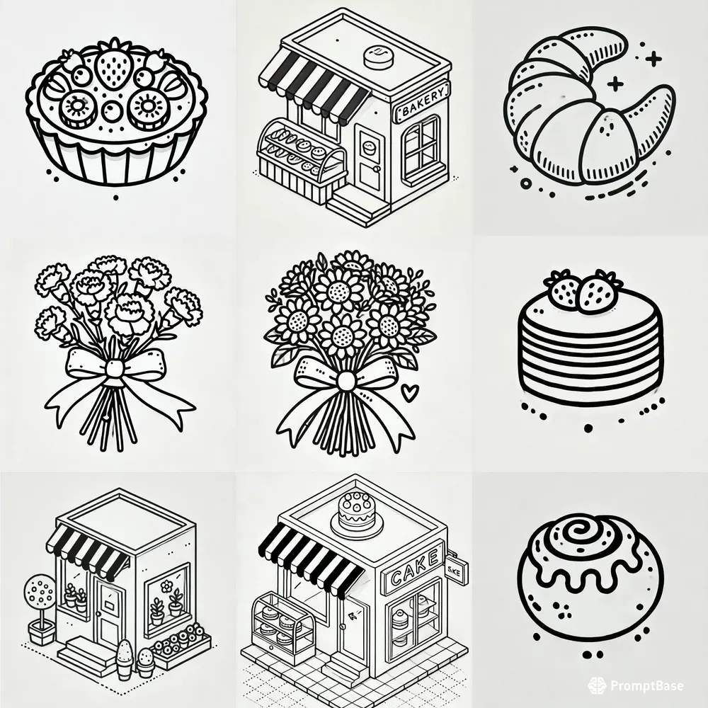 Isometric Shops And Goods Coloring Pages DALL·E Prompt | PromptBase