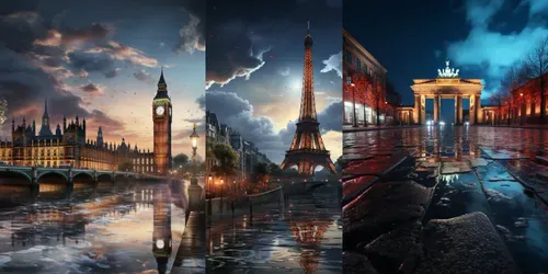 Dramatic City Shots With Landmarks Midjourney Prompt | PromptBase