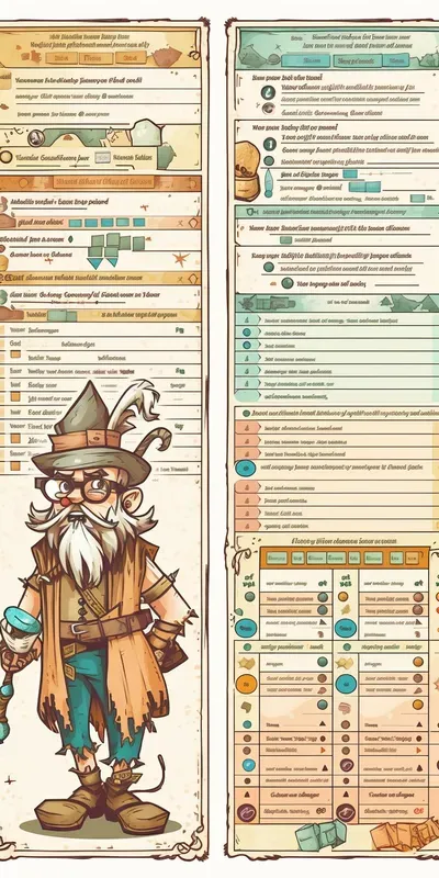 Detailed Print Ready RPG Character Sheets Midjourney Prompt | PromptBase